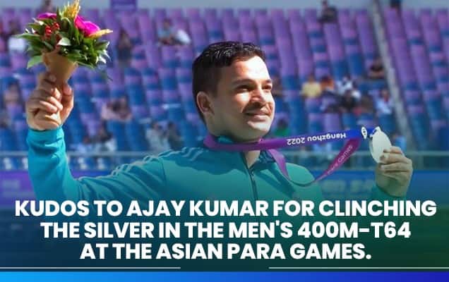 PM congratulates Ajay Kumar for winning silver in Men's 400m-T64 at ...