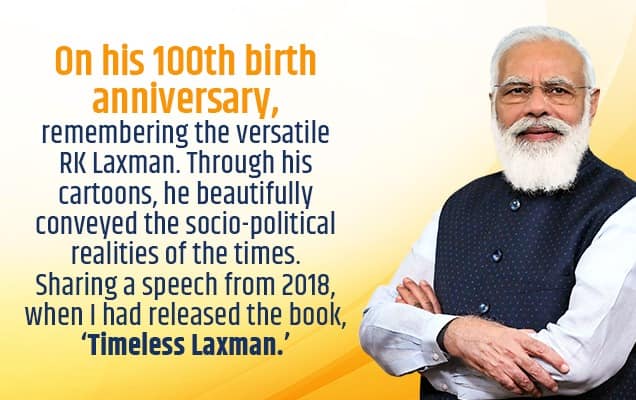 PM remembers RK Laxman on his 100th birth anniversary