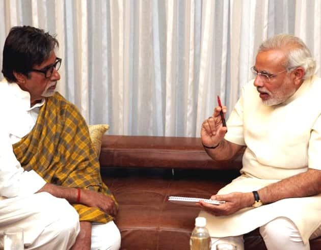 Shri Narendra Modi meets Amitabh Bachchan, says ‘Thank you’ to him